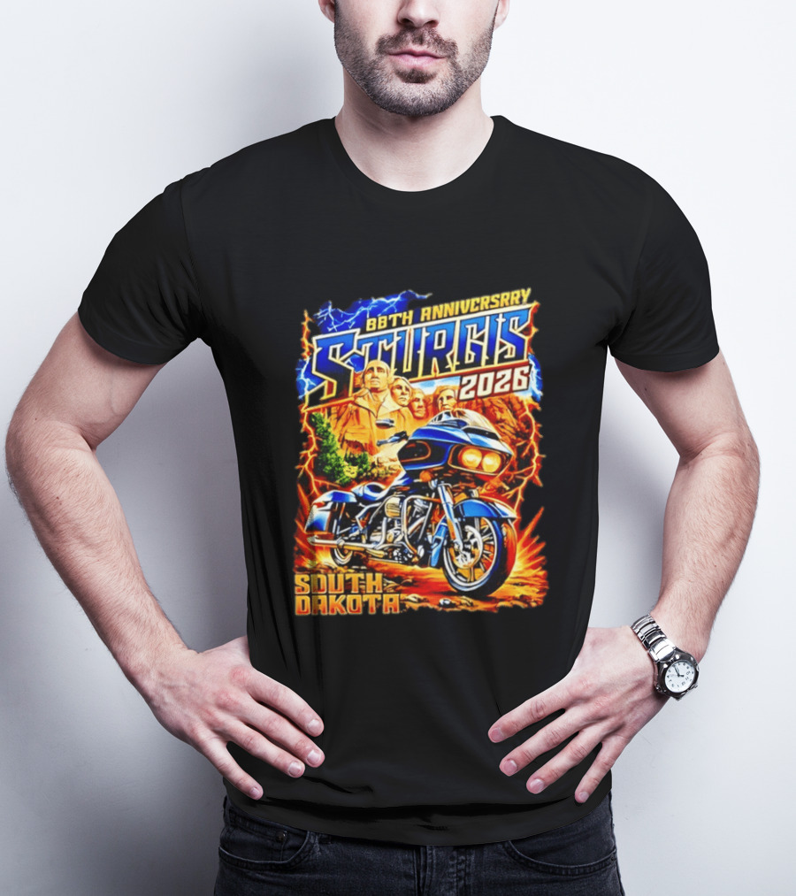 88th Anniversary Sturgis 2026 South Dakota Motorcycle Mount Rushmore T-Shirt