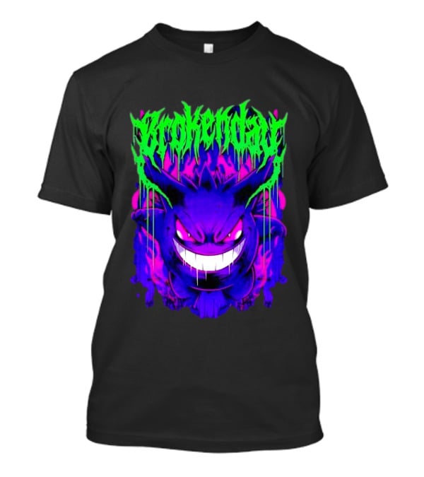 Brokey Day Gengar Pokemon Ghost Type Metal Band T-Shirt