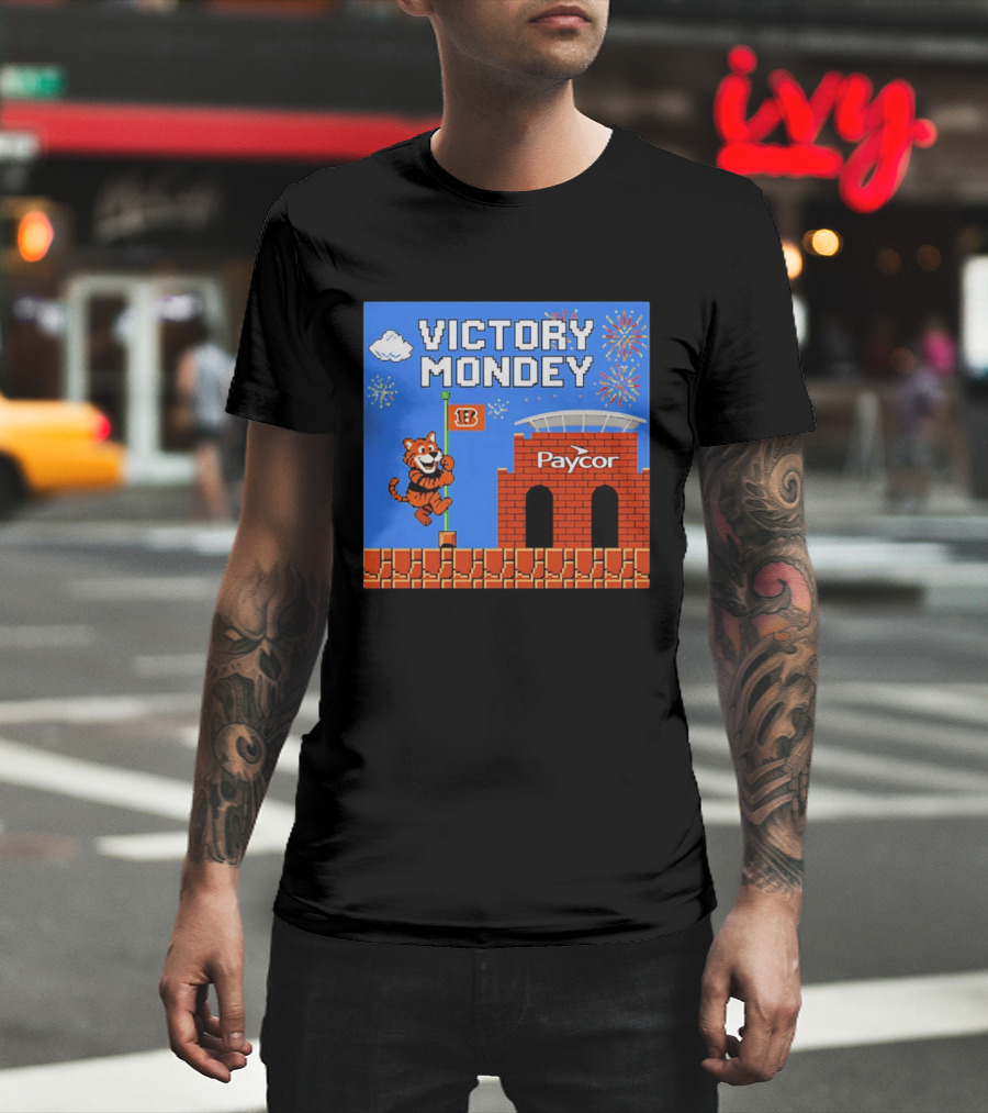 Cincinnati Bengals Victory Mondey Pixel Art Tiger Paycor Stadium Celebration T-Shirt