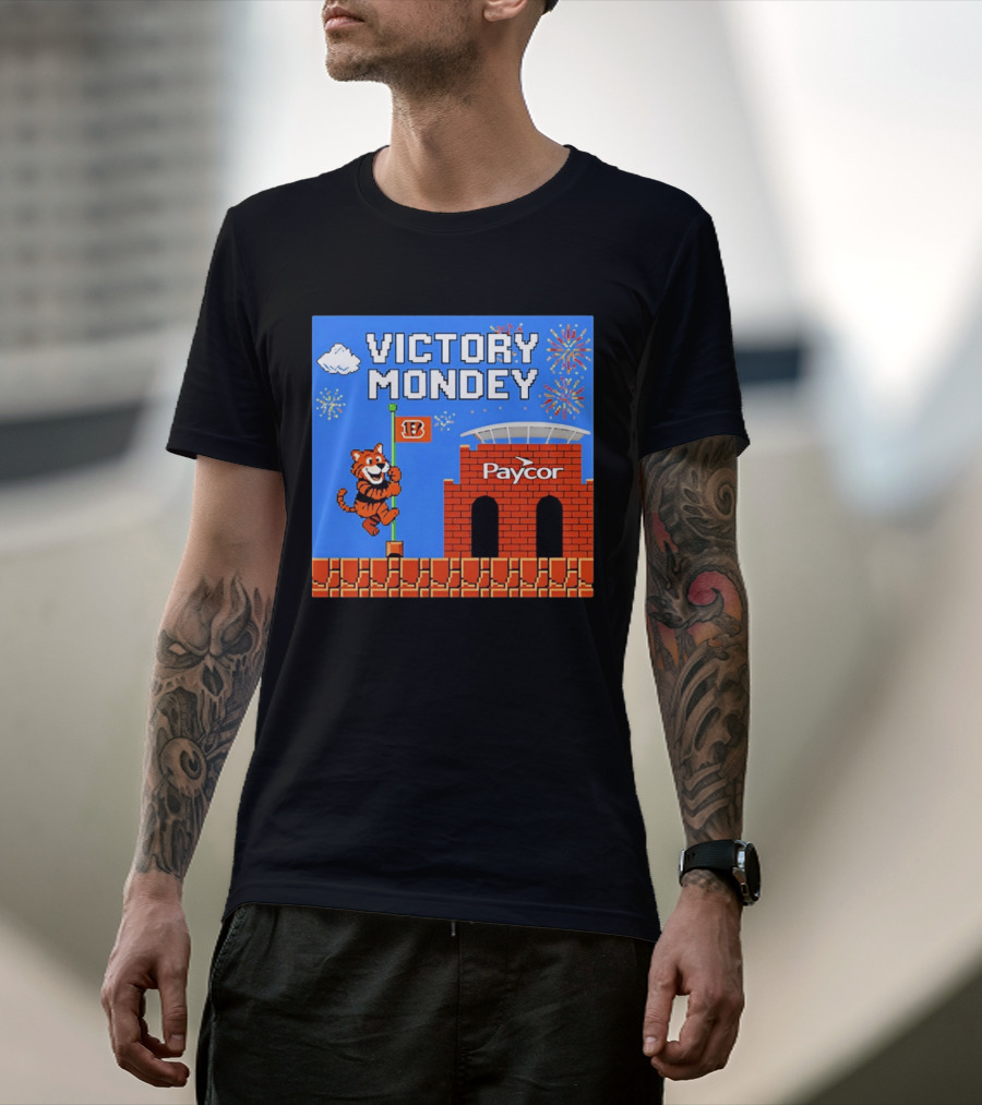Cincinnati Bengals Victory Mondey Pixel Art Tiger Paycor Stadium Celebration T-Shirt