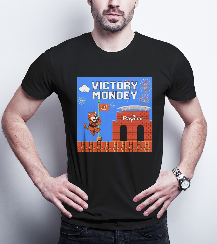 Cincinnati Bengals Victory Mondey Pixel Art Tiger Paycor Stadium Celebration T-Shirt