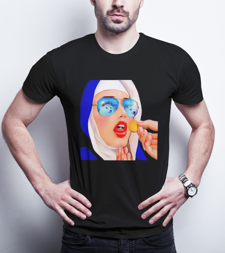 Doge Nun Sunglasses Reflection Communion Meme T-Shirt