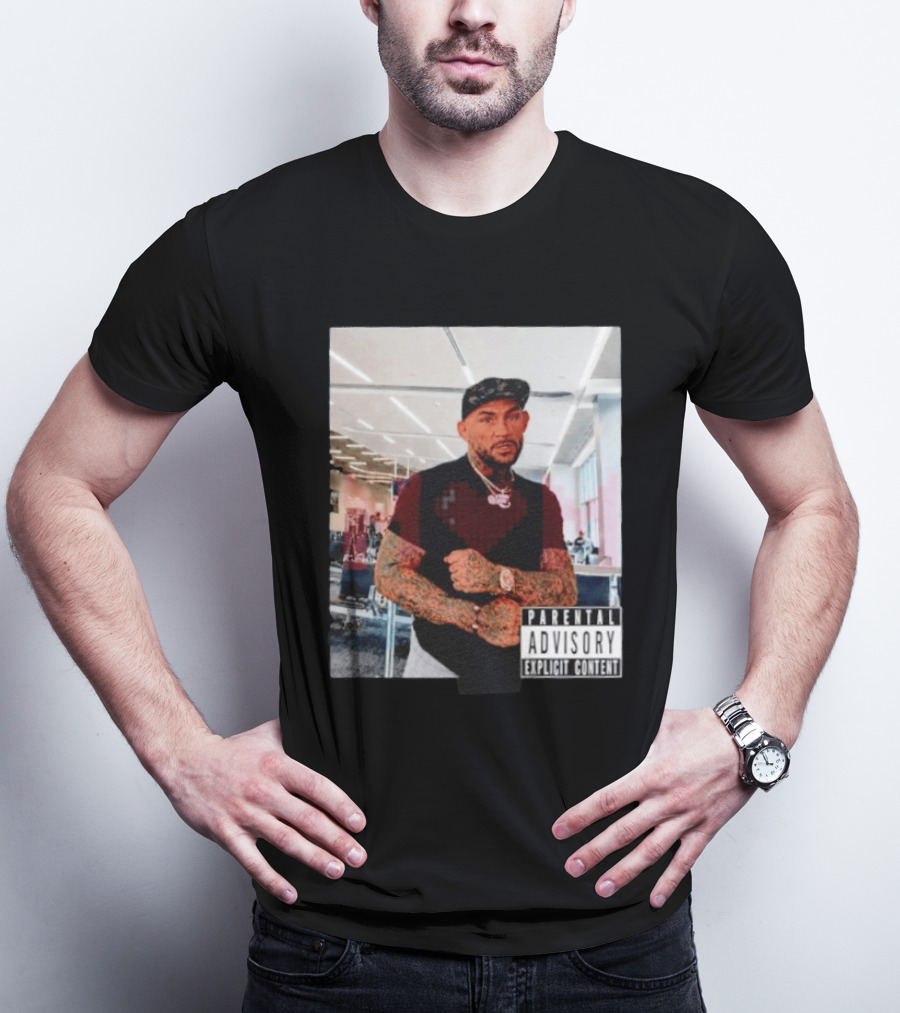 Dustin Poirier Parental Advisory Explicit Content Indoors Tattooed Man With Chain And T-Shirt
