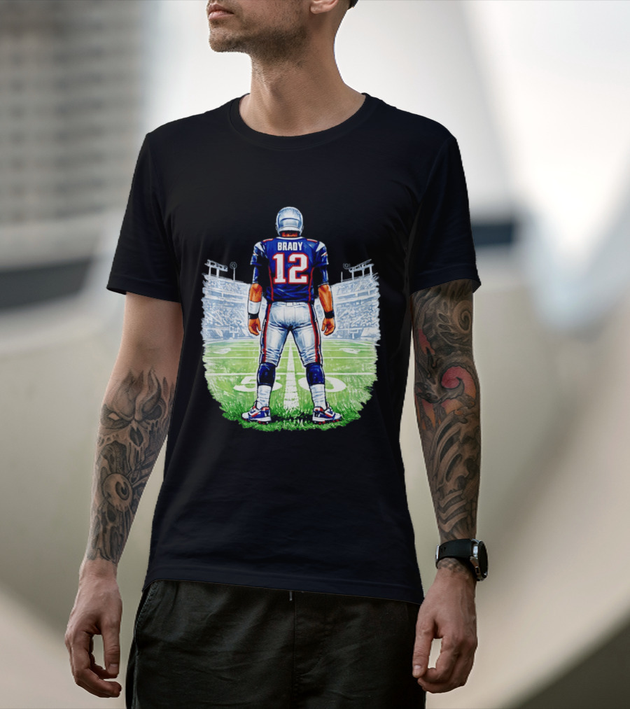 Brady 12 New England Patriots Football Stadium Back View T-Shirt