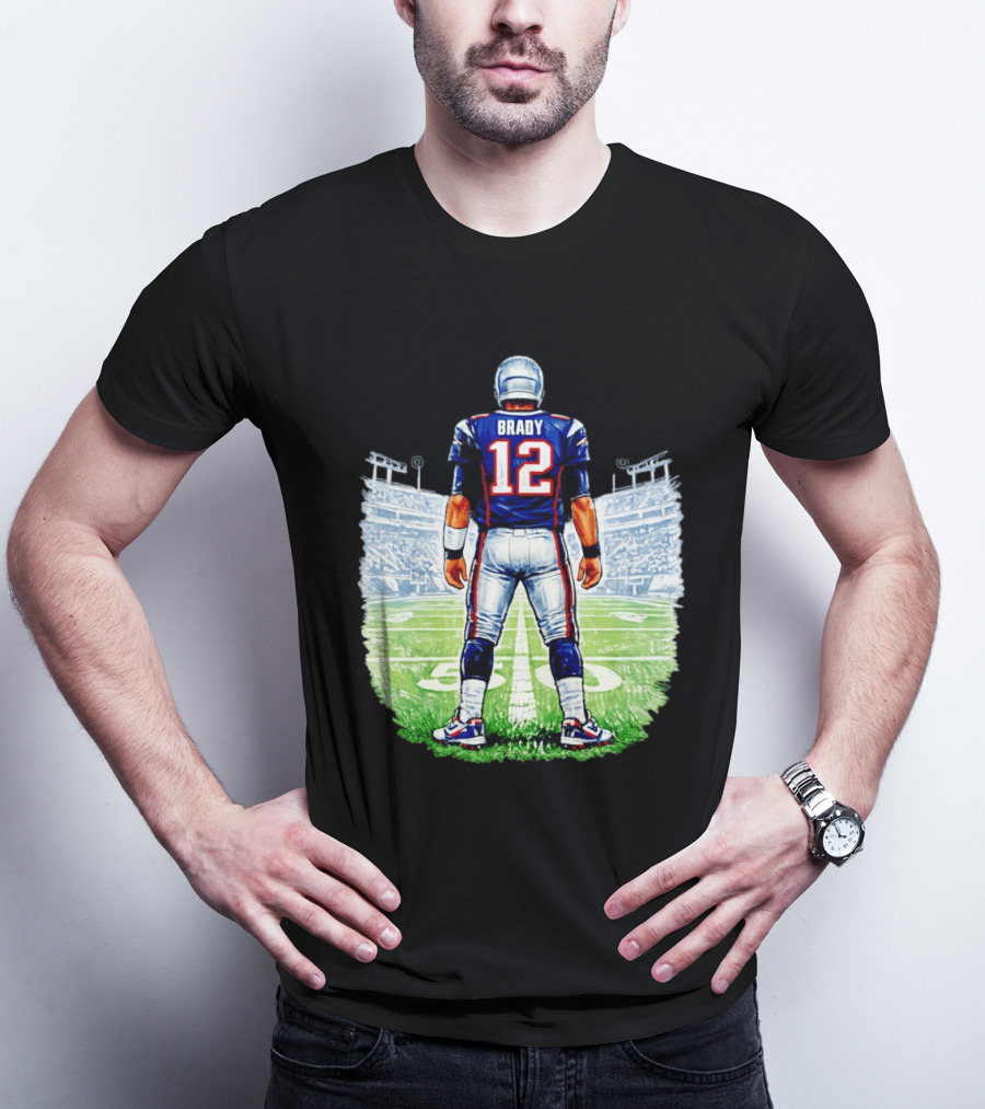 Brady 12 New England Patriots Football Stadium Back View T-Shirt