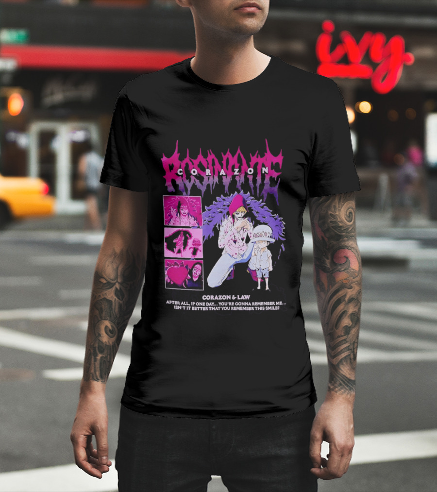 Corazon And Law One Piece After All If One Day You're Gonna Remember Me Smile Manga T-Shirt