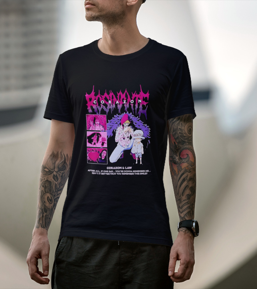 Corazon And Law One Piece After All If One Day You're Gonna Remember Me Smile Manga T-Shirt