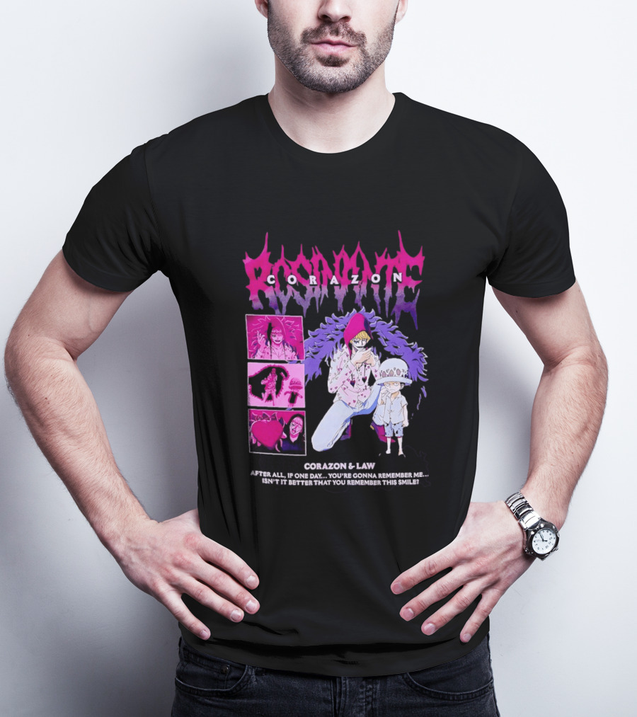 Corazon And Law One Piece After All If One Day You're Gonna Remember Me Smile Manga T-Shirt