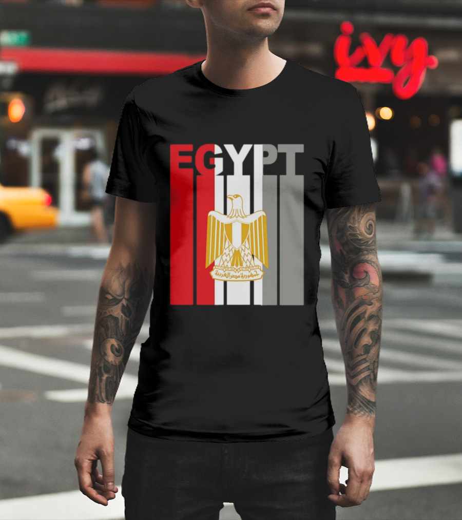 Egypt Flag Colors With Eagle Coat Of Arms T-Shirt