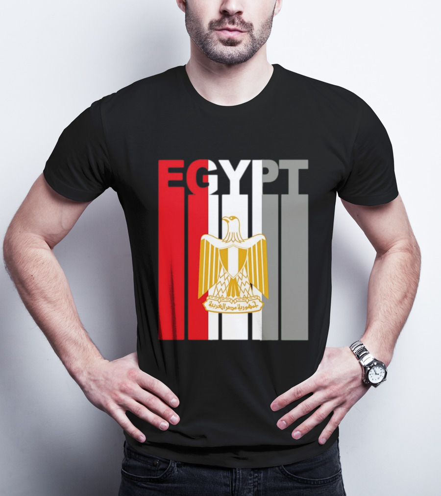 Egypt Flag Colors With Eagle Coat Of Arms T-Shirt