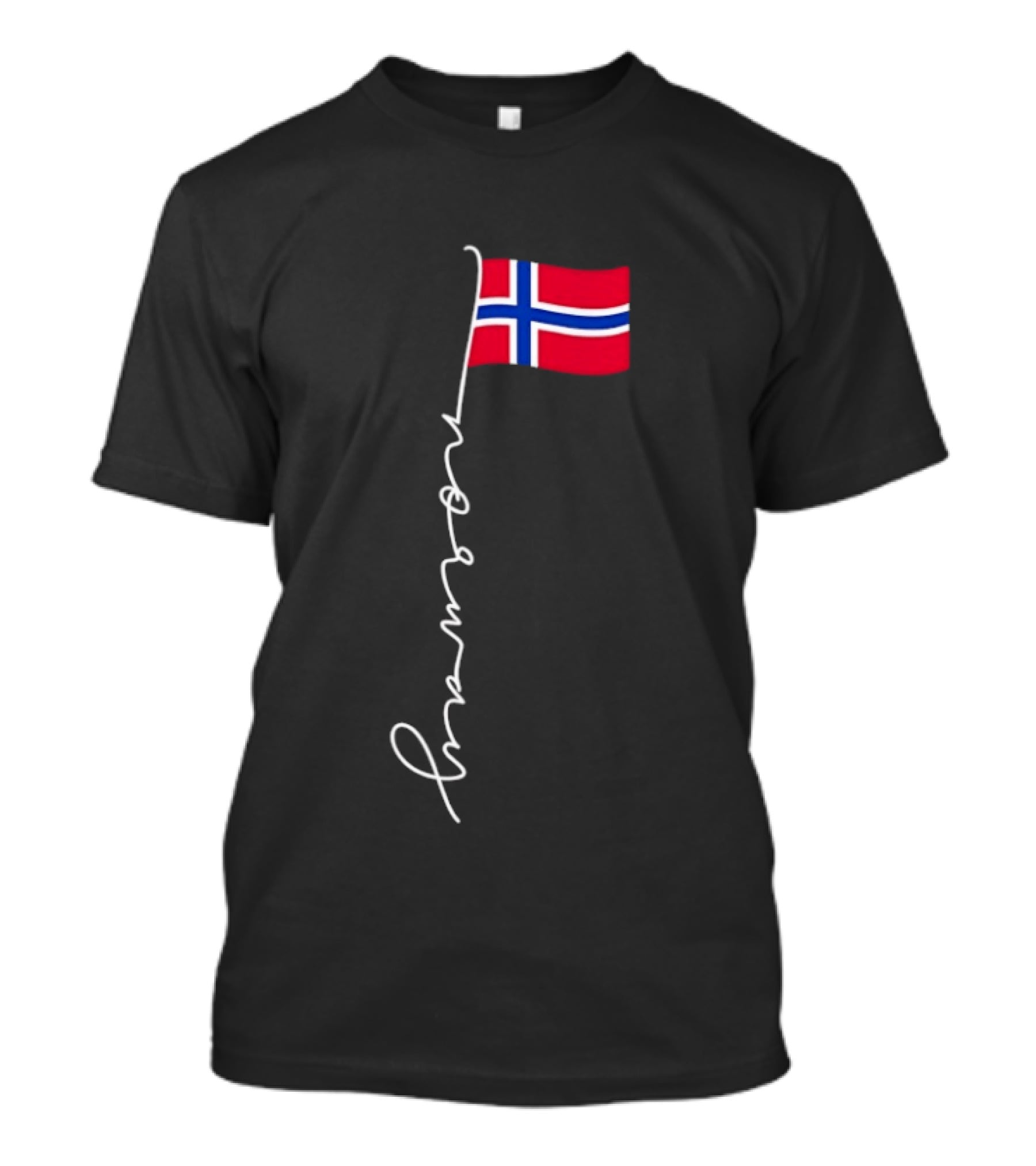 Norway Flag Cursive Text Norwegian Pride T-Shirt
