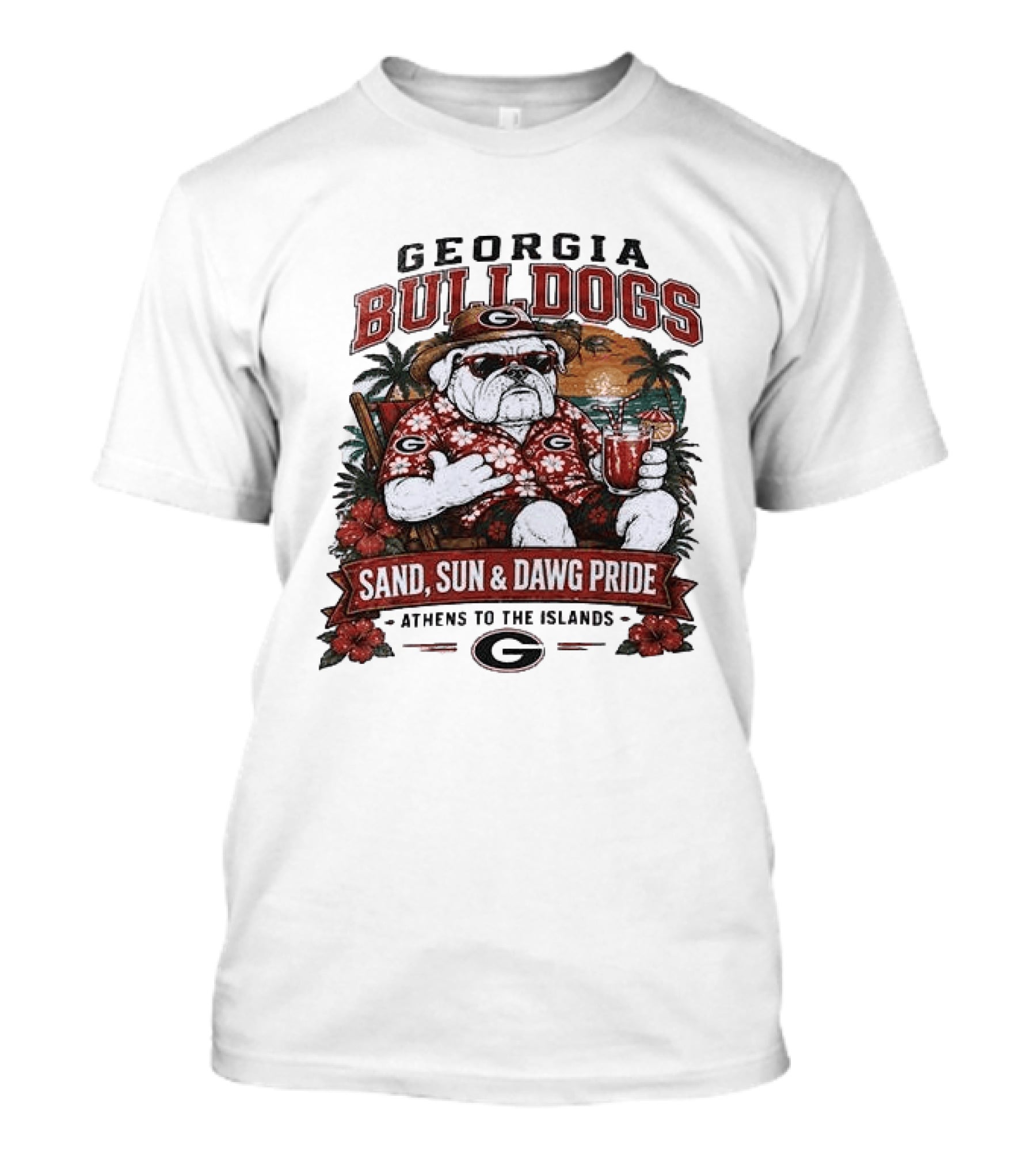 Georgia Bulldogs Sand Sun Dawg Pride Athens To The Islands Tropical Paradise T-Shirt