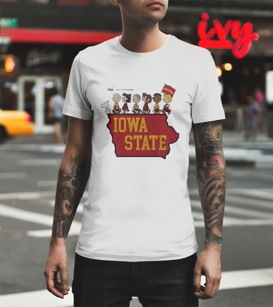 Iowa State Cyclones Peanuts Characters Marching With Snoopy And Friends T-Shirt