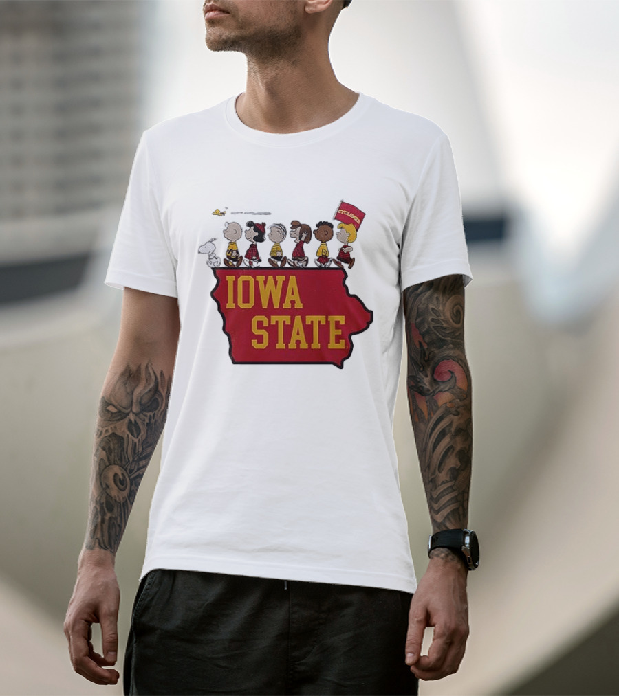 Iowa State Cyclones Peanuts Characters Marching With Snoopy And Friends T-Shirt