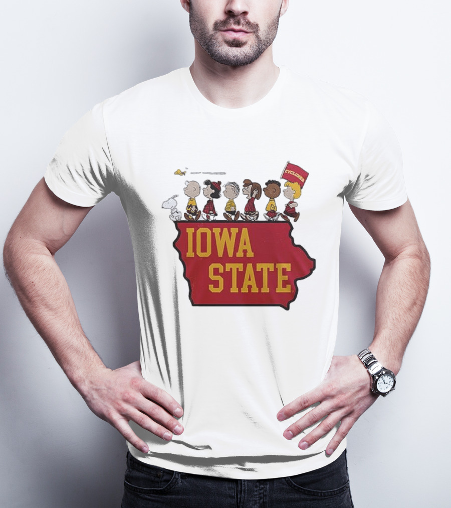 Iowa State Cyclones Peanuts Characters Marching With Snoopy And Friends T-Shirt