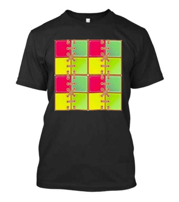 Seamless Laces Cut Vibrant Quadrant Squares T-Shirt