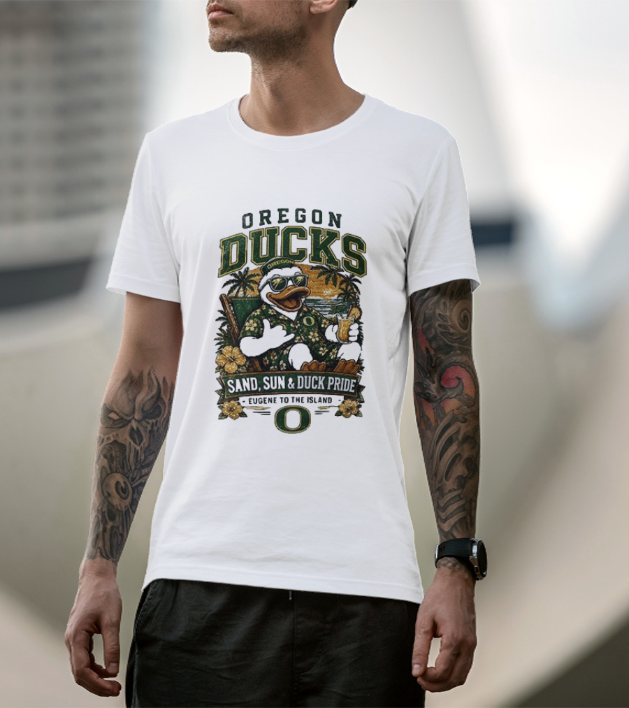 Oregon Ducks Sand Sun Duck Pride Eugene To The Island T-Shirt