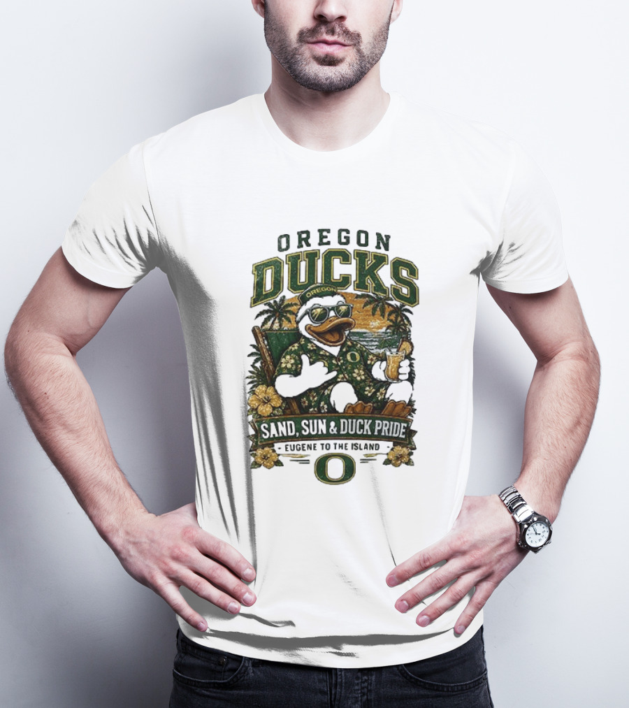 Oregon Ducks Sand Sun Duck Pride Eugene To The Island T-Shirt