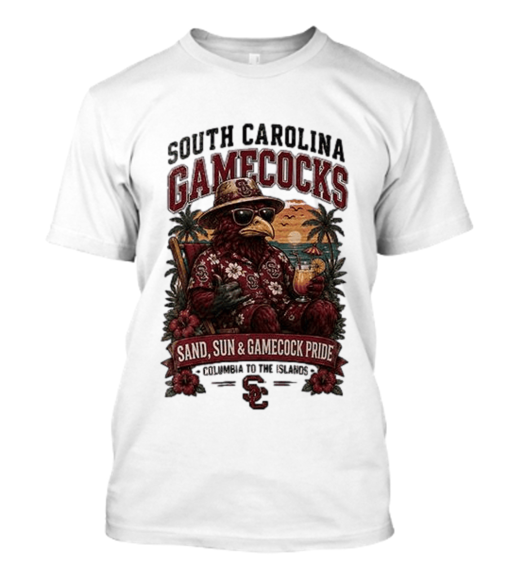South Carolina Gamecocks Sand Sun Gamecock Pride Columbia Tropical Paradise T-Shirt