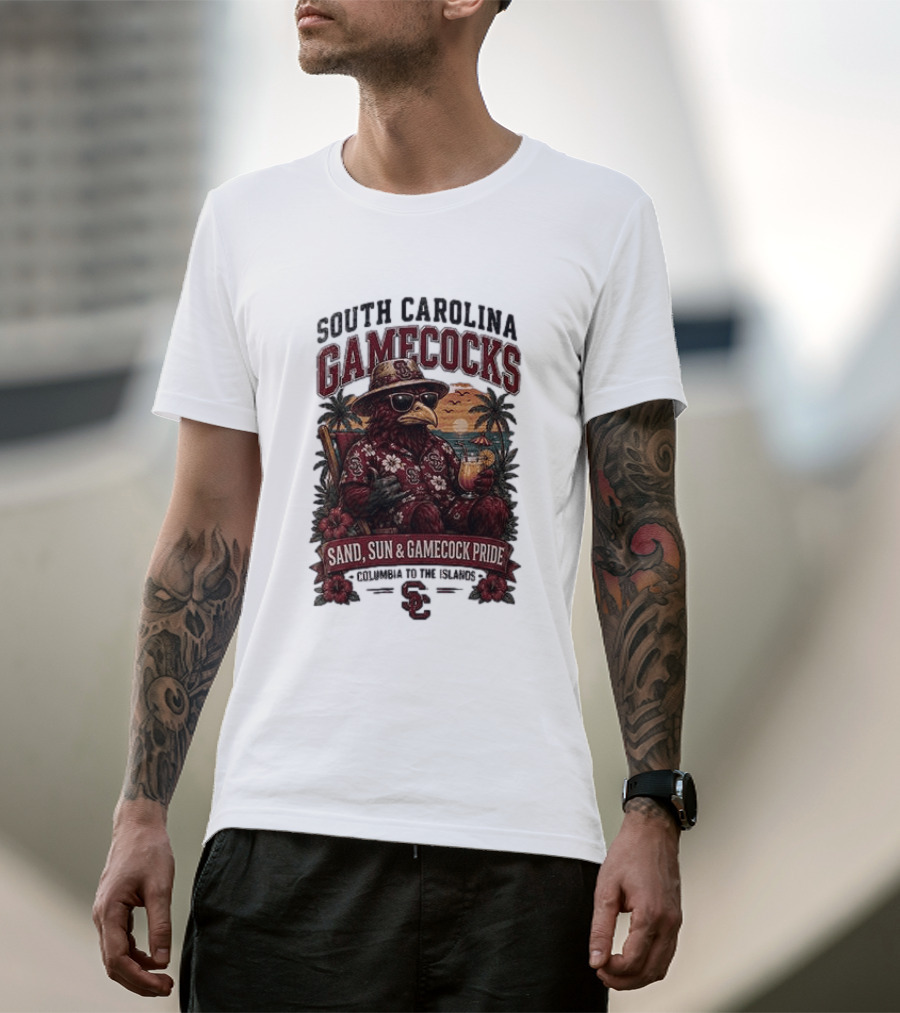 South Carolina Gamecocks Sand Sun Gamecock Pride Columbia Tropical Paradise T-Shirt