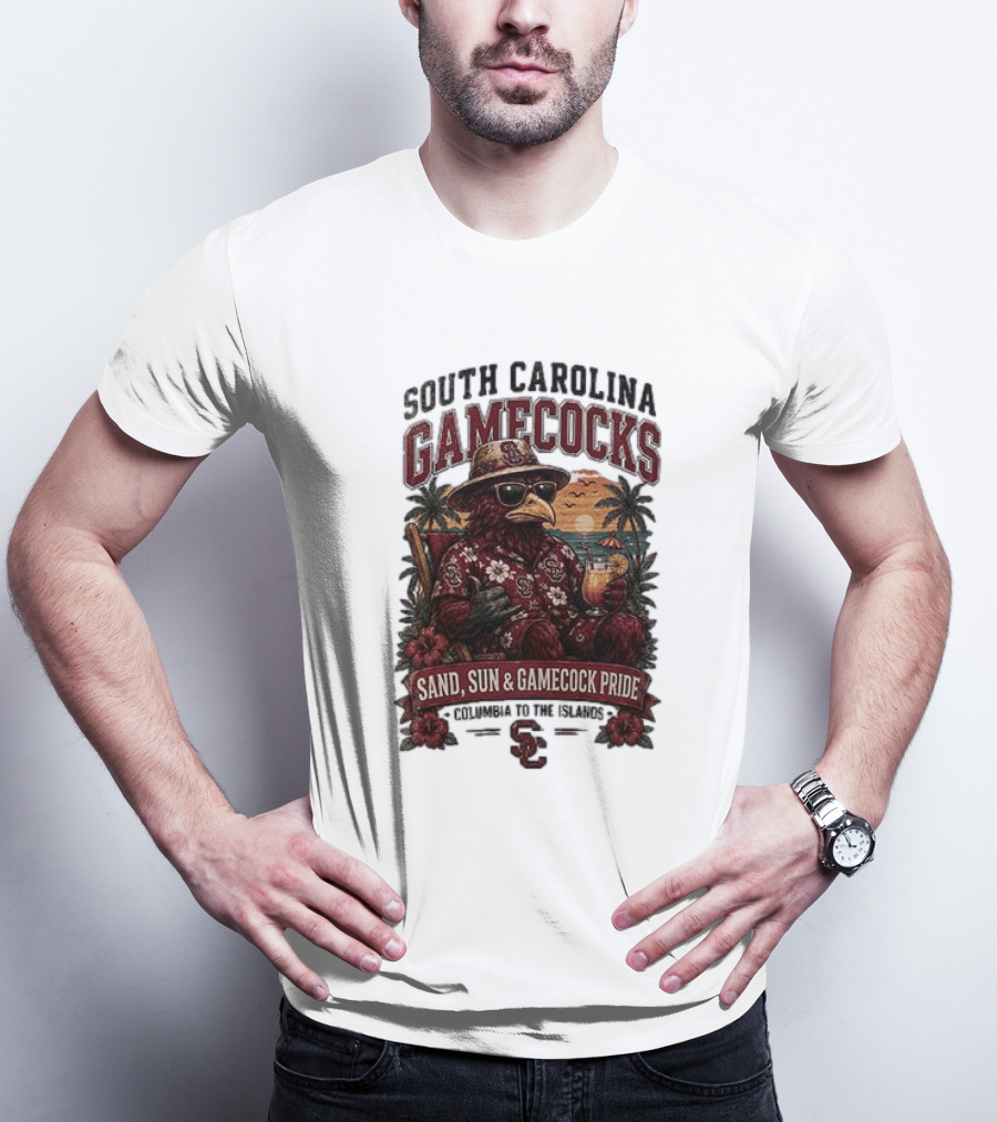 South Carolina Gamecocks Sand Sun Gamecock Pride Columbia Tropical Paradise T-Shirt