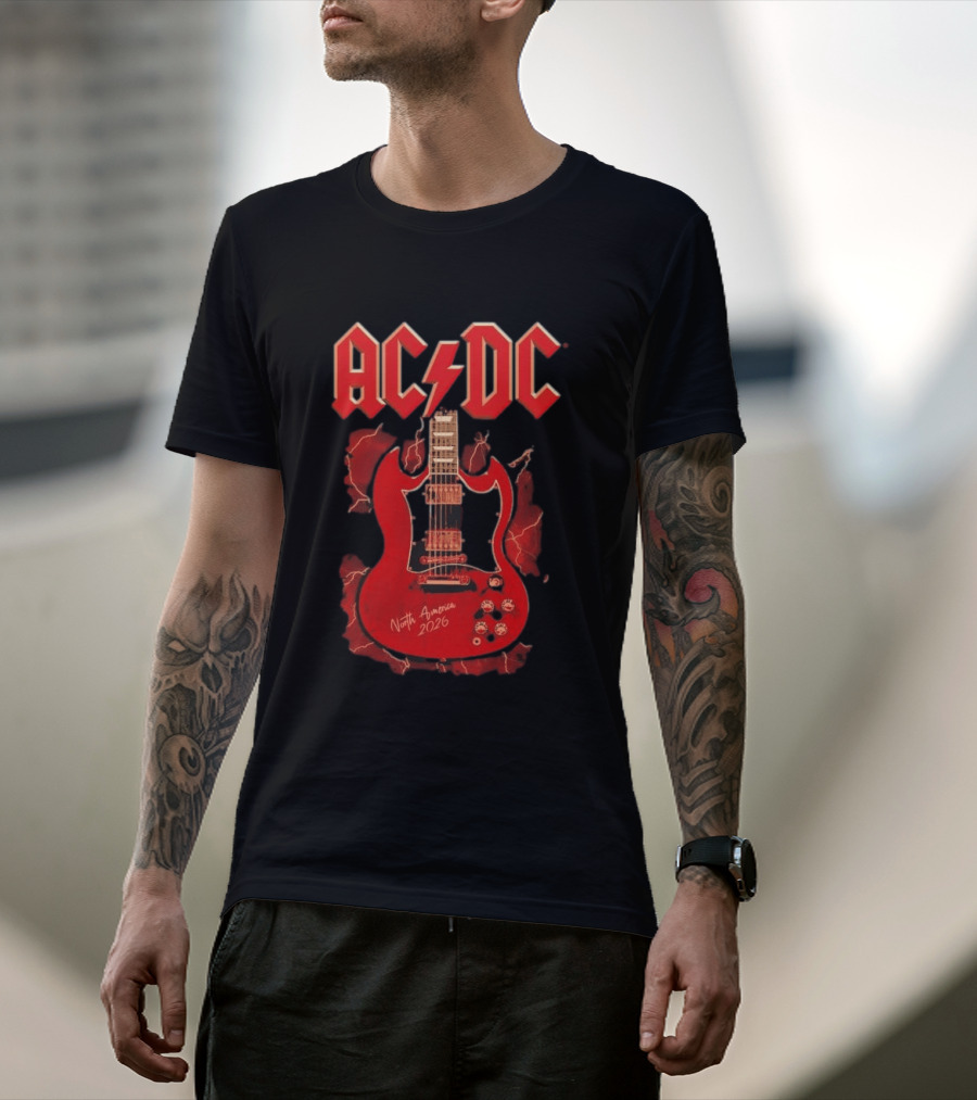 ACDC PWR Up Tour 2026 North America Angus Guitar Electro T-Shirt