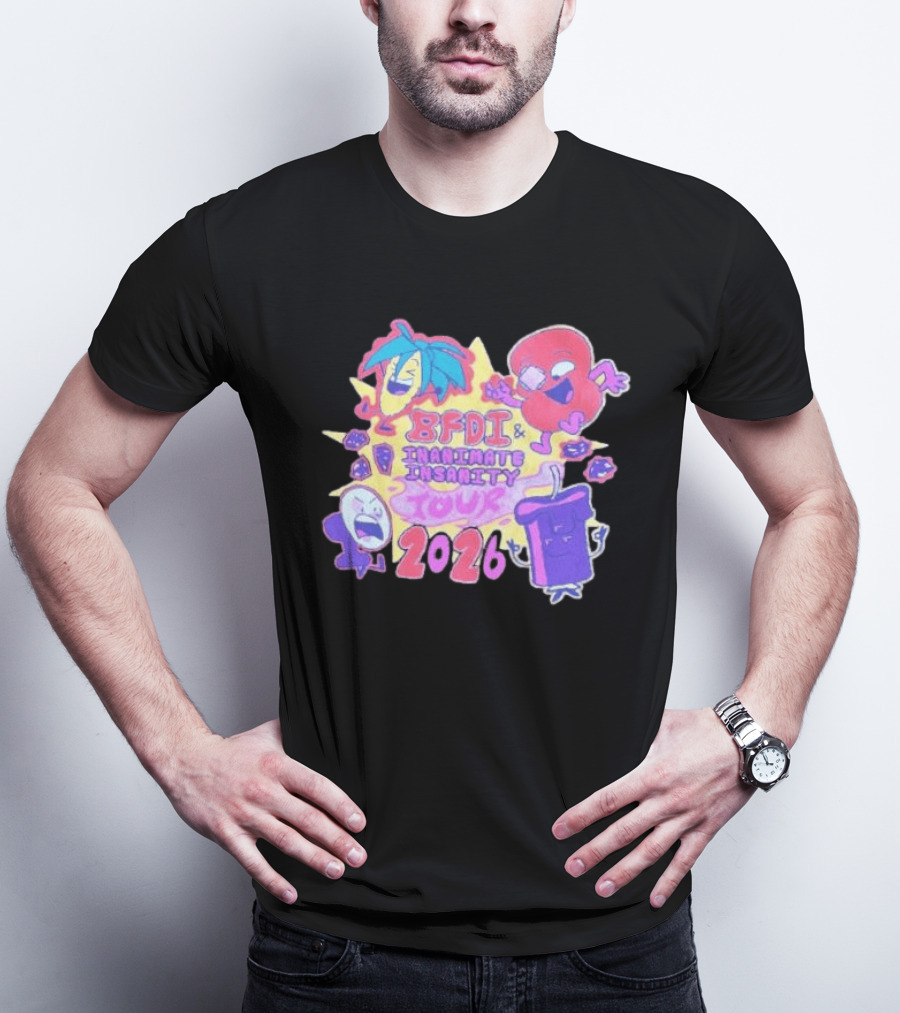 BFDI & Inanimate Insanity Tour 2026 Characters And Fun Adventure T-Shirt