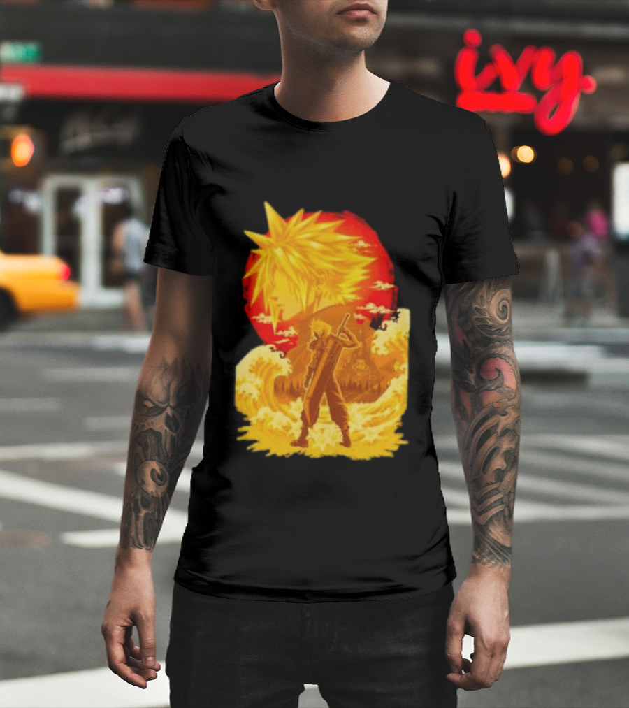 Cloud Strife Final Fantasy VII Shinra Ukiyo E Wave T-Shirt