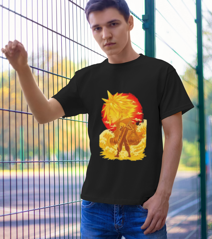 Cloud Strife Final Fantasy VII Shinra Ukiyo E Wave T-Shirt