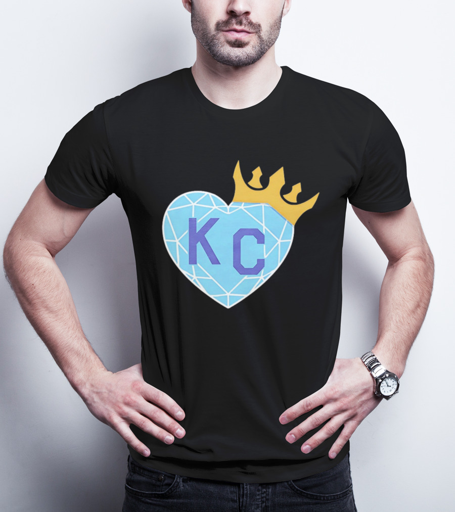 KC Diamond Heart With Golden Crown T-Shirt