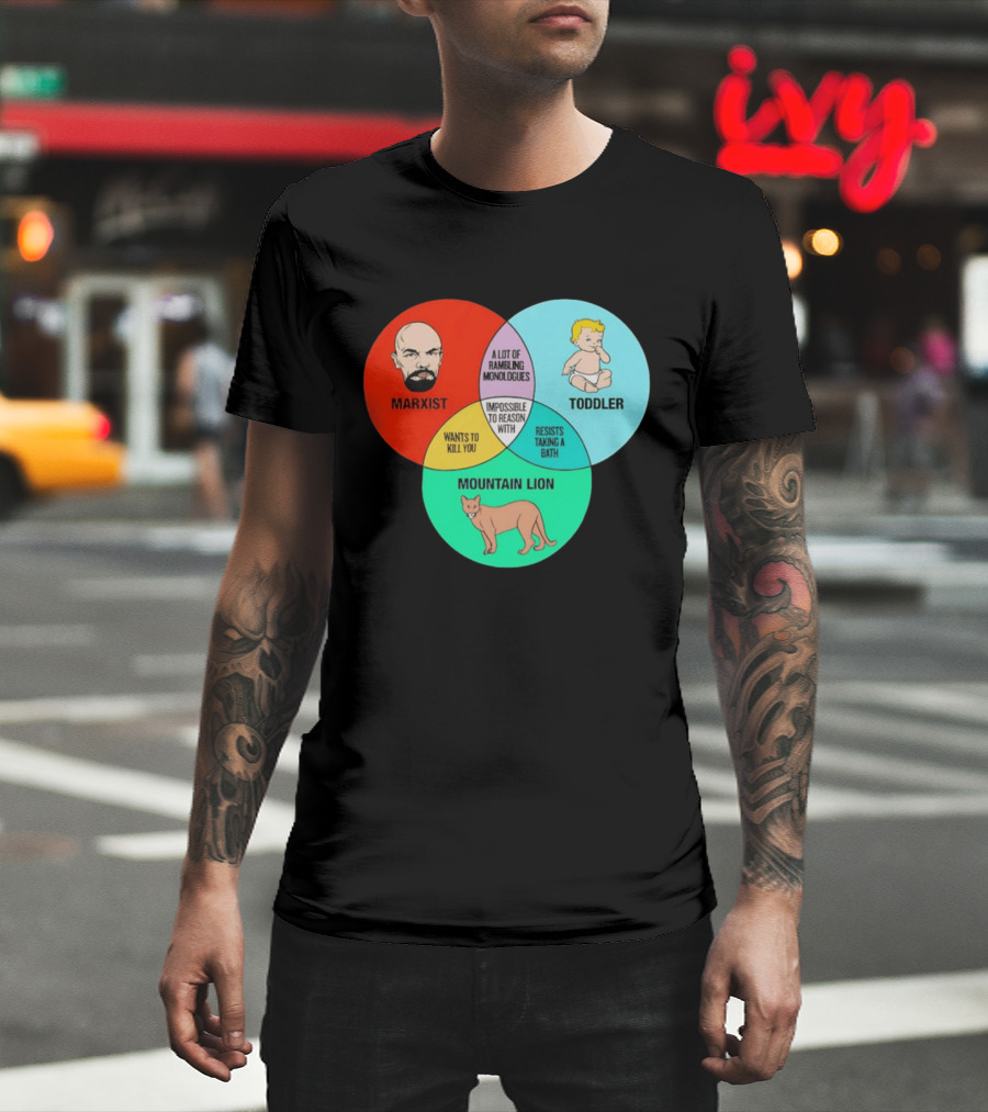 Venn Diagram Humor Marxist Toddler Mountain Lion Impossible To Reason T-Shirt