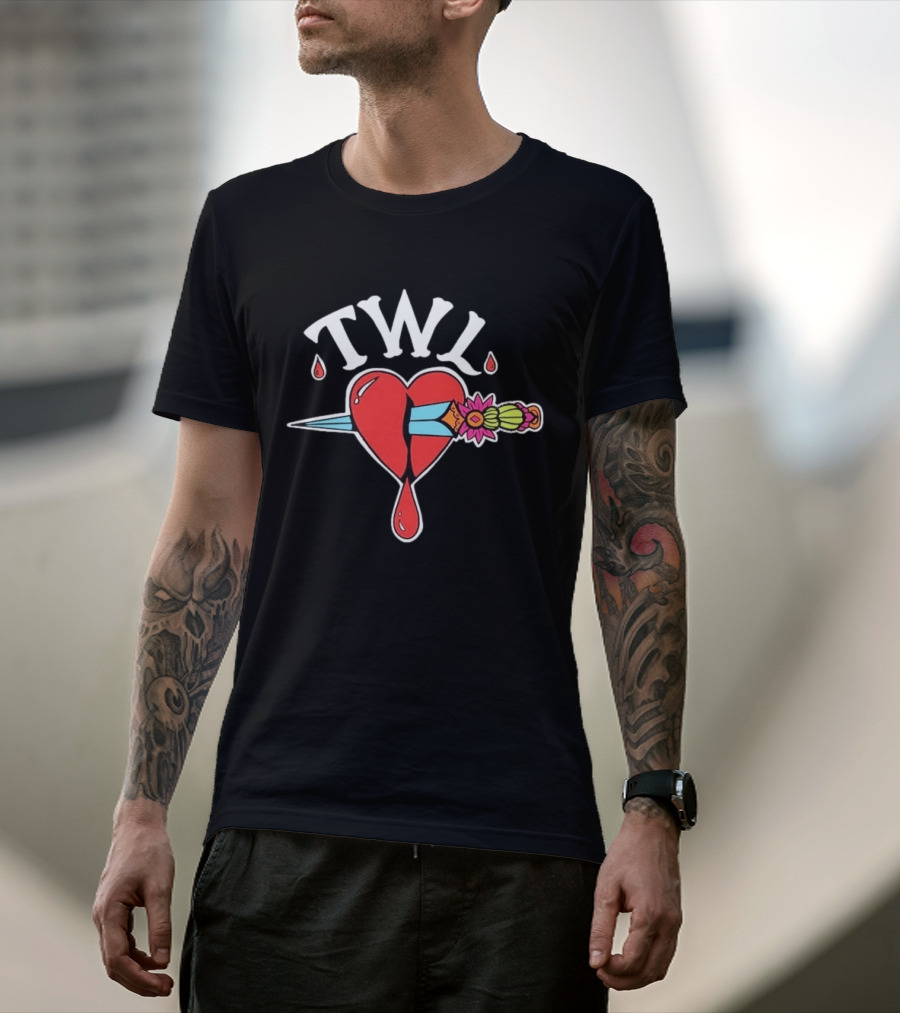 TWL Heart Dagger Tattoo Style Red Dripping Heart T-Shirt