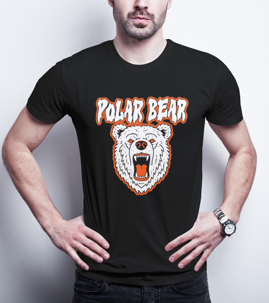 Polar Bear Roaring White Bear Face Orange Accents T-Shirt