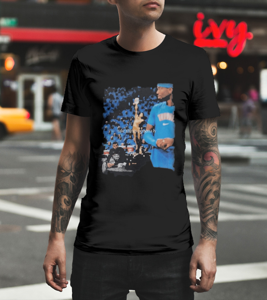 Shai Gilgeous Alexander Take Things Personally Blue Outfit And Black T-Shirt