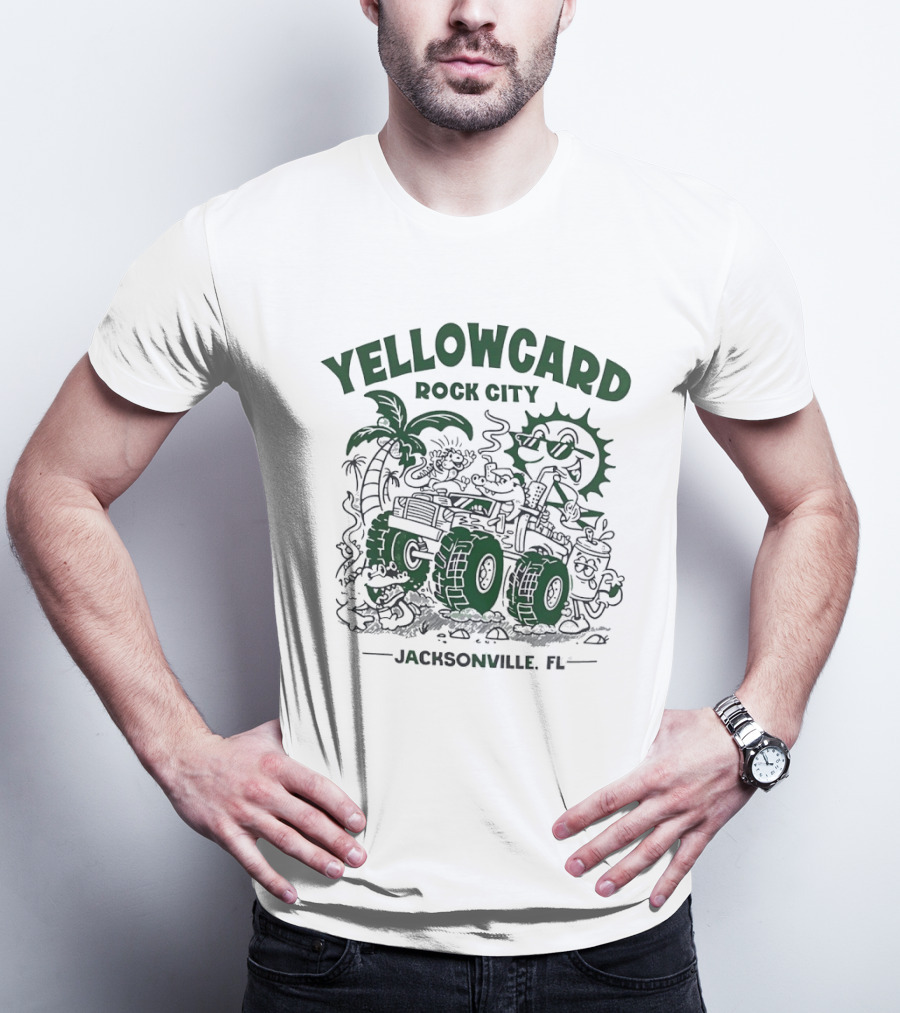 Yellowcard Rock City Jacksonville FL Tropical Adventure Monster Truck T-Shirt