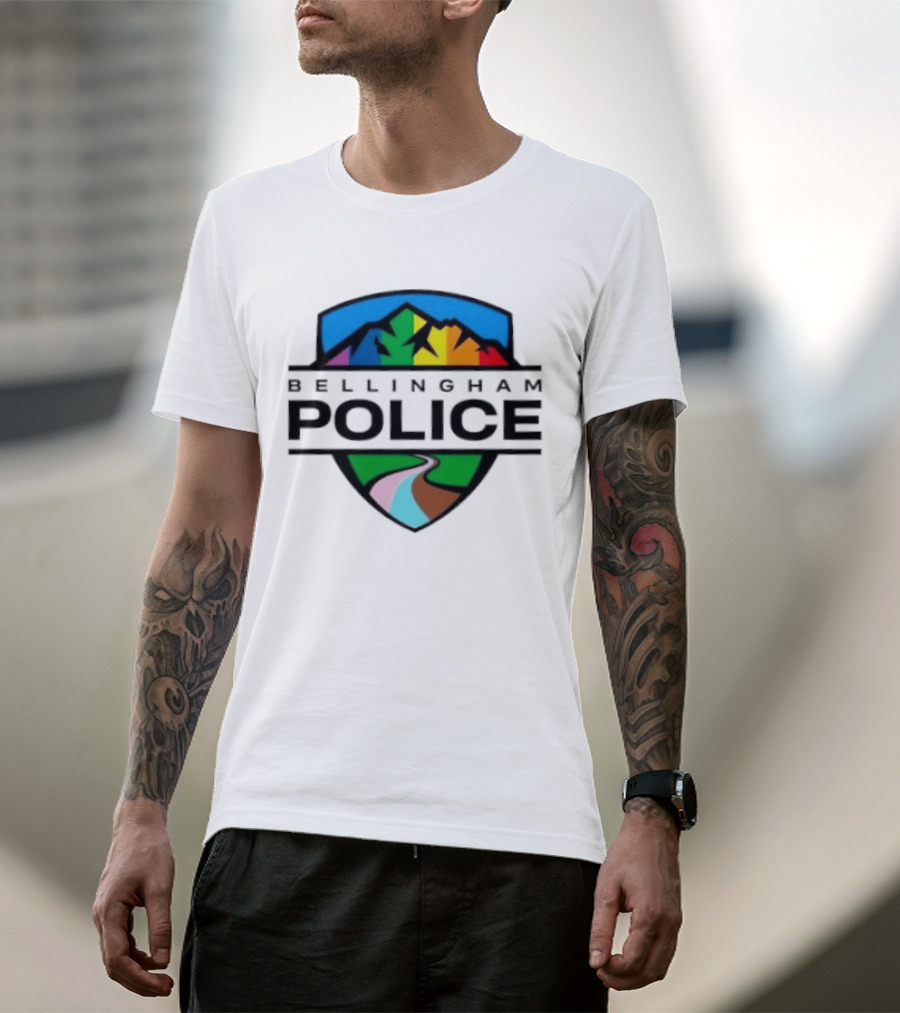 Bellingham Police Pride Mountain Shield LGBTQ Pathway T-Shirt