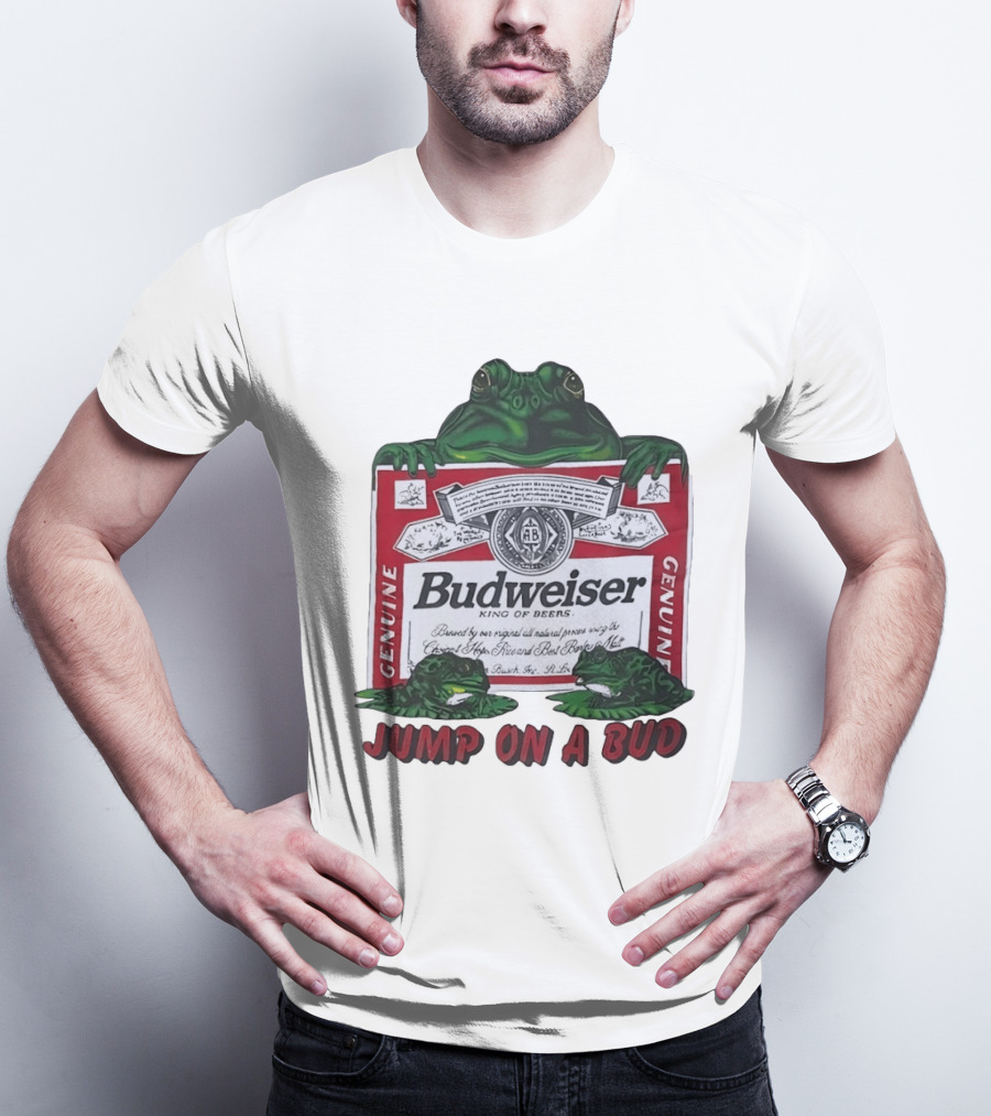 Budweiser Genuine King Of Beers Frogs Jump On A Bud T-Shirt