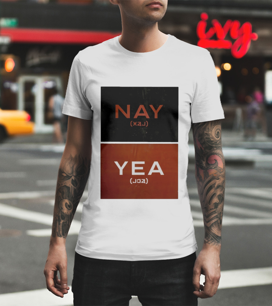 Nay Yea Minimalist Affirmation Negation Optical Illusion T-Shirt