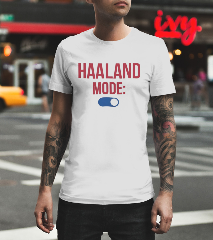 Haaland Mode Toggle Switch Manchester City Blue Red T-Shirt