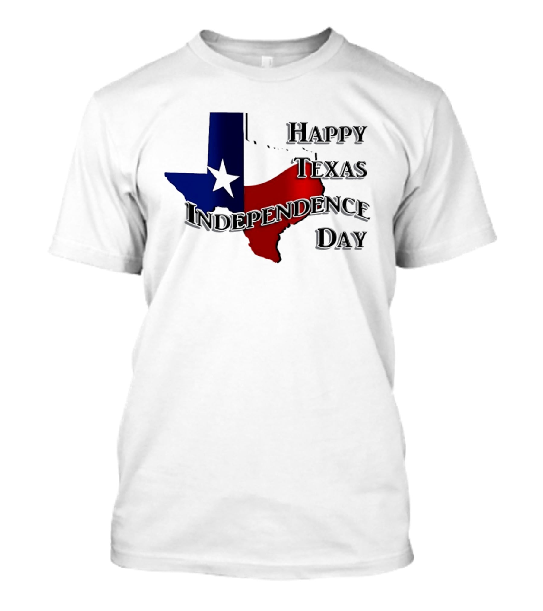 Happy Texas Independence Day Map Red And Blue Star T-Shirt