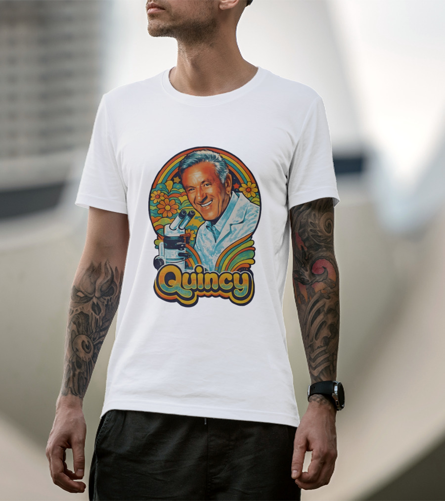 Quincy Scientist Jack Klugman Vintage Retro Flowers And Microscopes T-Shirt
