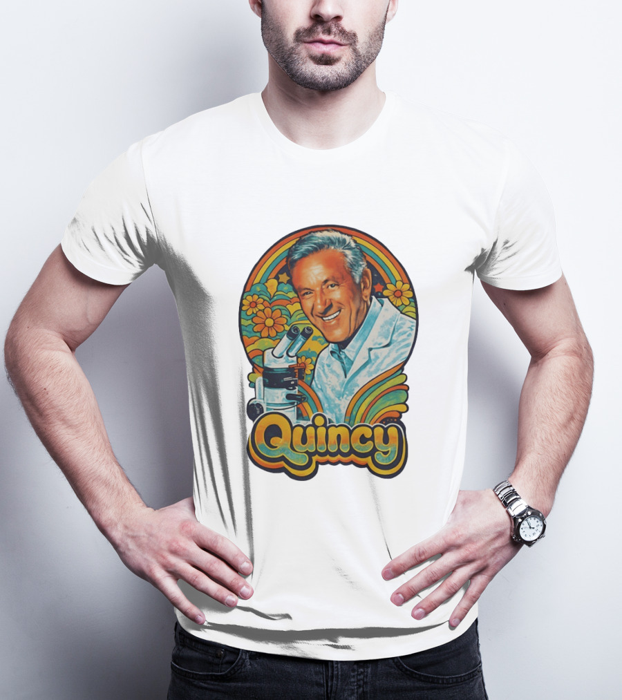 Quincy Scientist Jack Klugman Vintage Retro Flowers And Microscopes T-Shirt