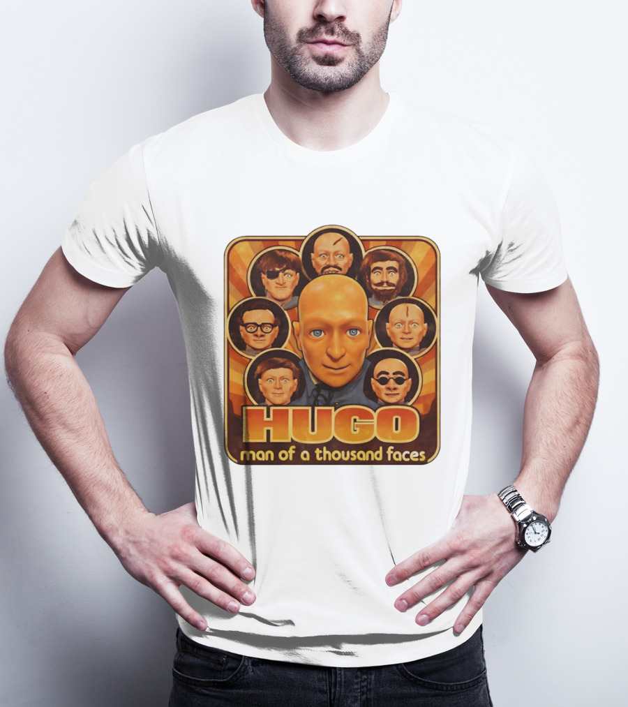 Hugo Man Of A Thousand Faces Ventriloquist Dummy Mask Collection T-Shirt