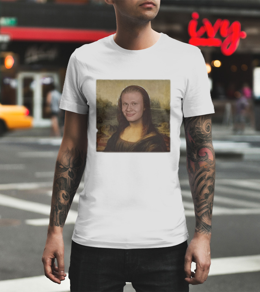 Mona Lisa Erling Haaland Meme Face Fusion T-Shirt