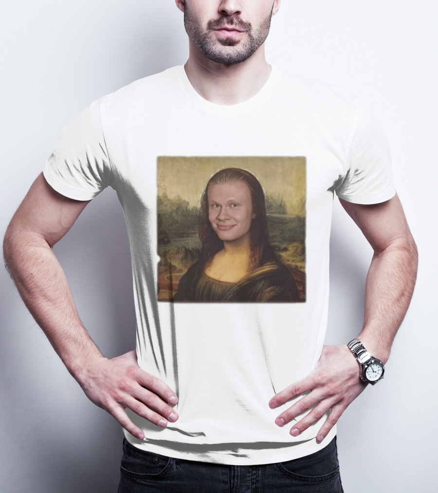 Mona Lisa Erling Haaland Meme Face Fusion T-Shirt