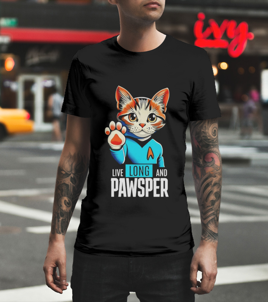 Cat Live Long And Pawsper Fun Feline Cosplay T-Shirt