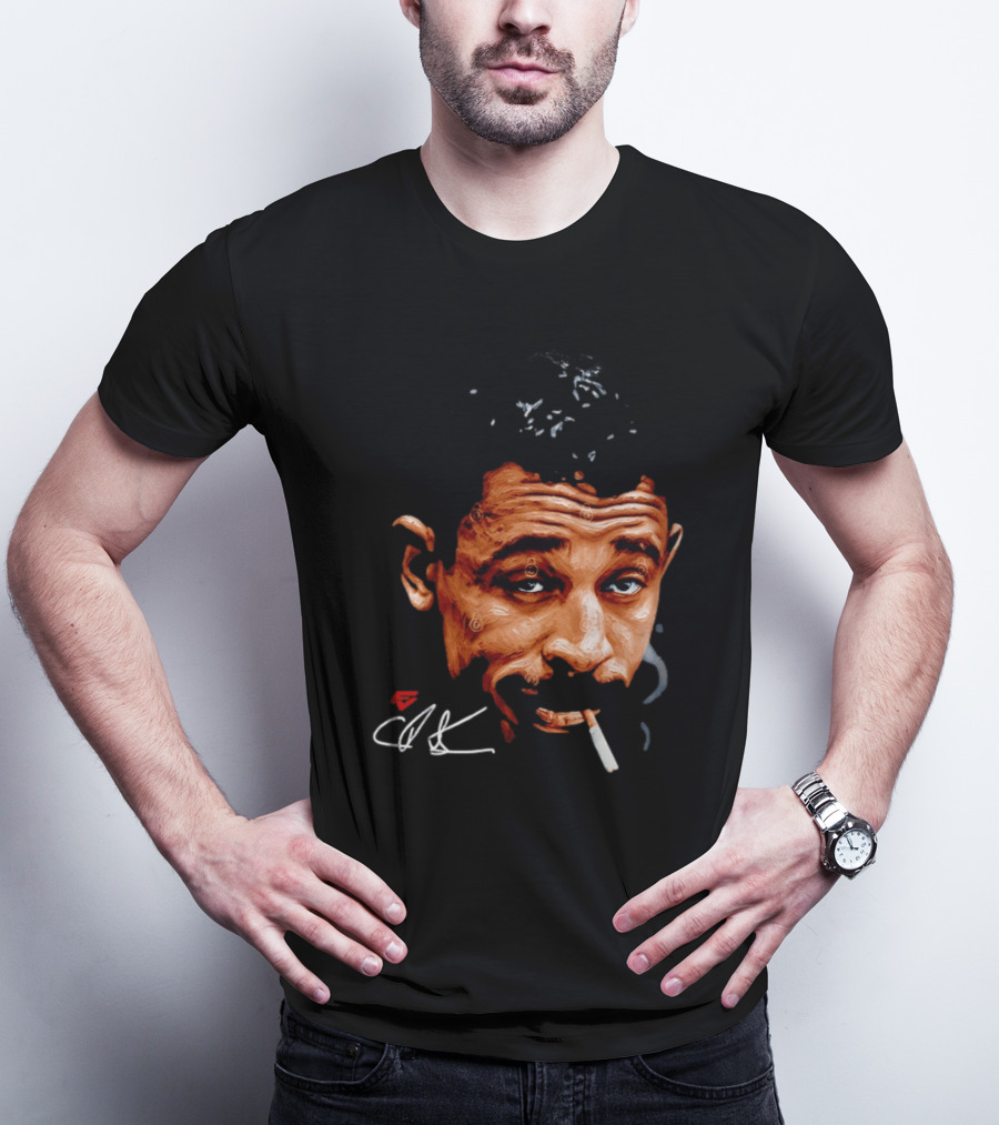 Charles Bukowski Cigarette Artwork CK Signature T-Shirt