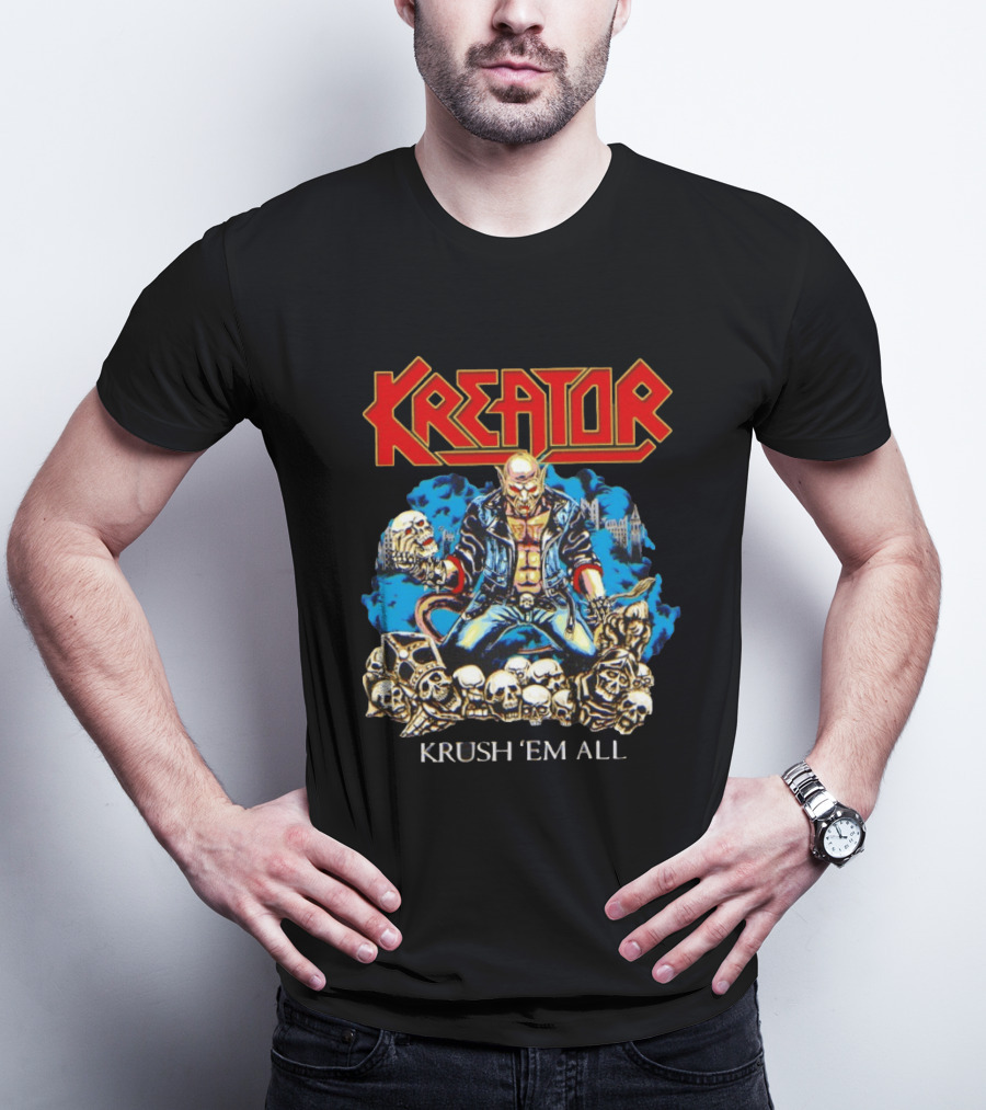 Kreator Krush 'Em All Thrash Metal Skulls And Warrior T-Shirt