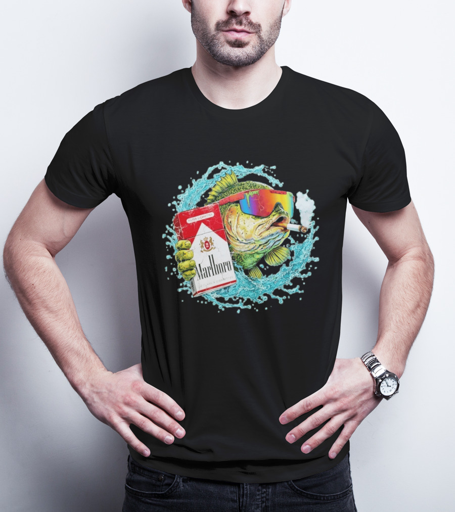 Hell Yeah Marlboro Cigarette Fish Smoking Viper Sunglasses T-Shirt