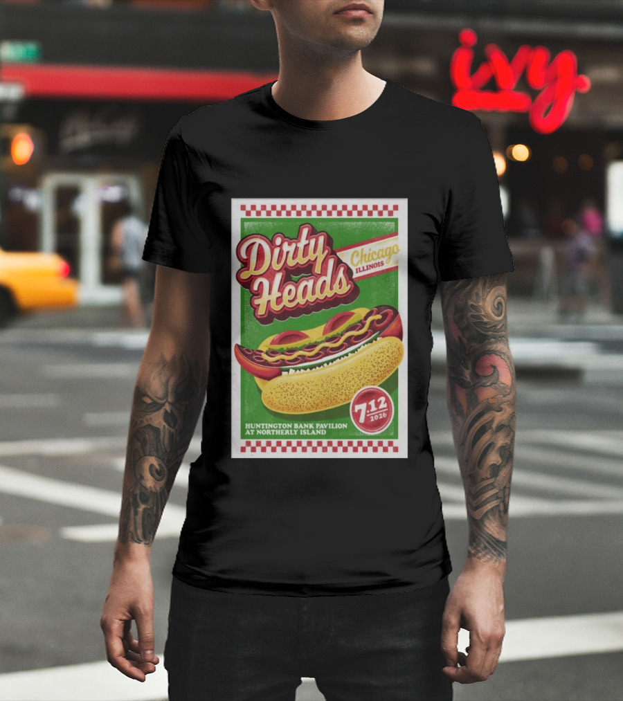 Dirty Heads Huntington Bank Pavilion Chicago Illinois Hot Dog July 12 2026 T-Shirt